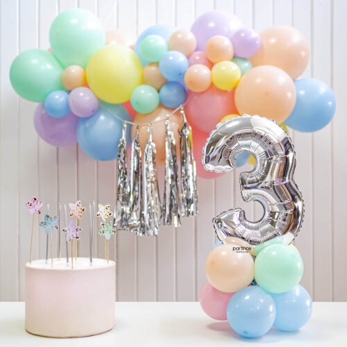 Silver Konsept Doğum Günü Balon Seti (1-2-3 Rakam Seçenekli) - partince.com
