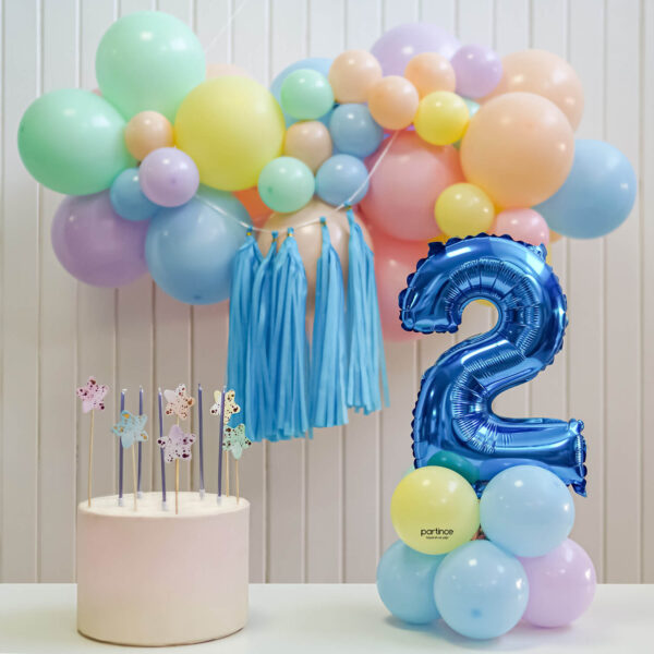 Makaron Konsept Mavi Doğum Günü Balon Seti (1-2 Rakam Seçenekli ...