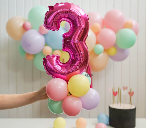 14″ Mini Pembe Rakam Folyo Balonlar – partince.com
