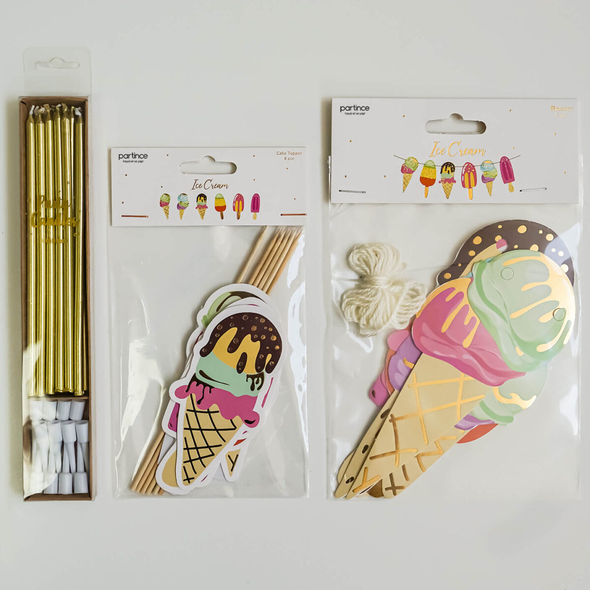 Makaron Kalp Banner ve Cake Topper Seti - partince.com